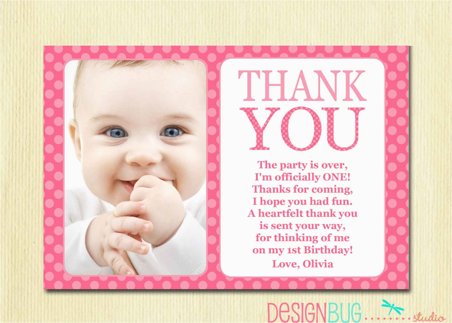 1st Birthday Photo Thank You Cards First Birthday Matching Thank You 