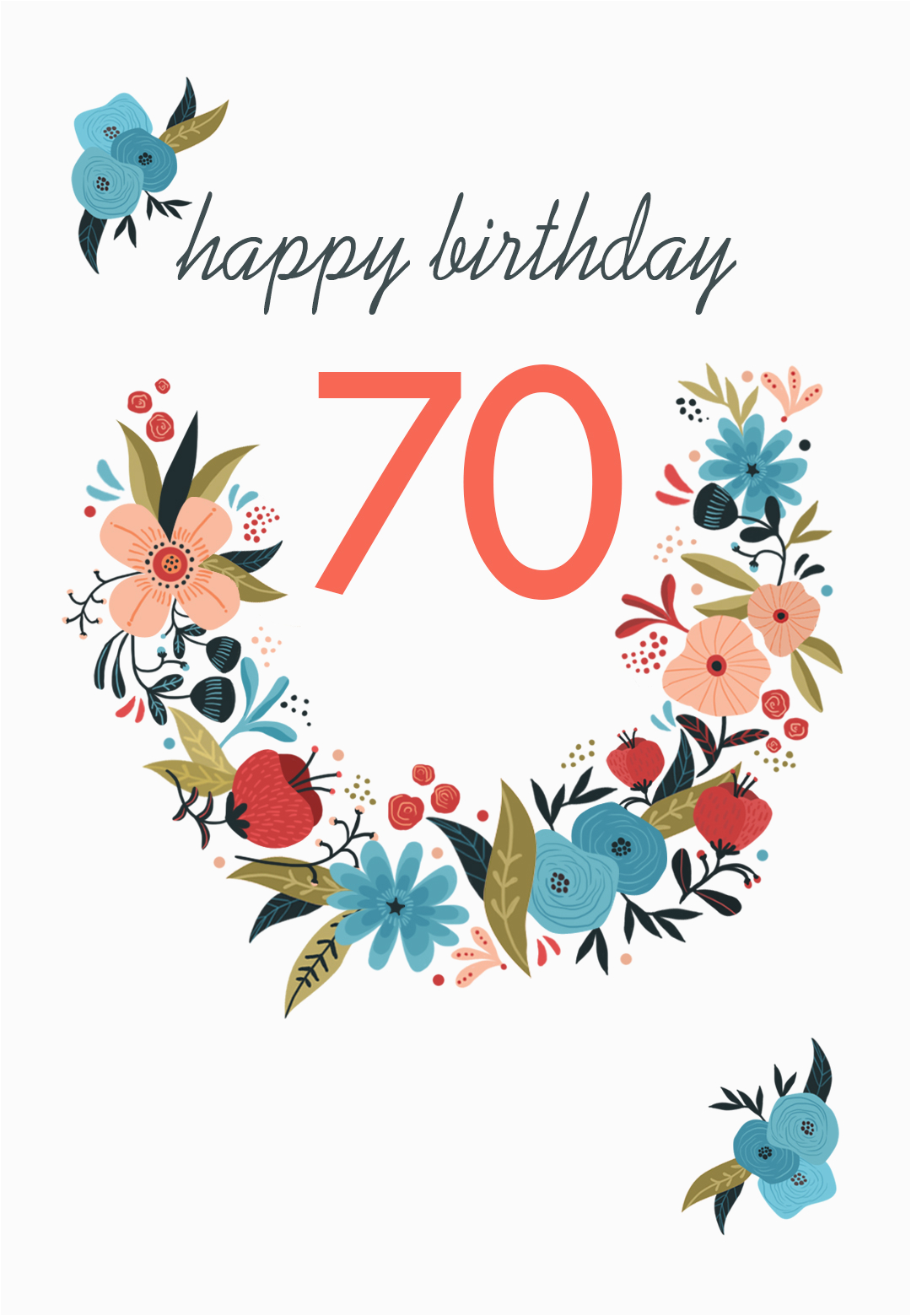 70th Birthday Cards To Print Floral 70 Free Birthday Card Greetings