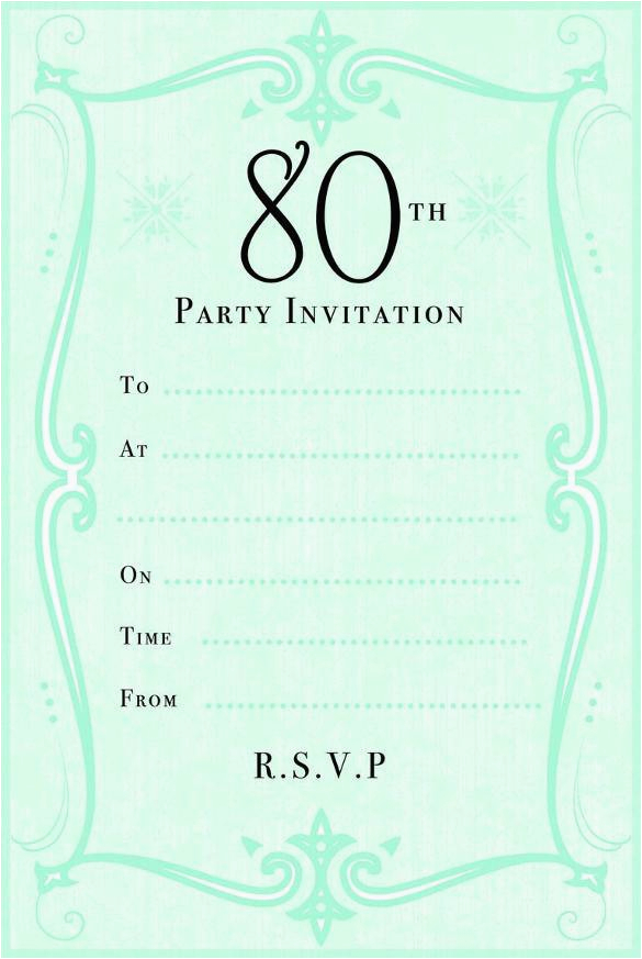 Printable 80Th Birthday Invitations
