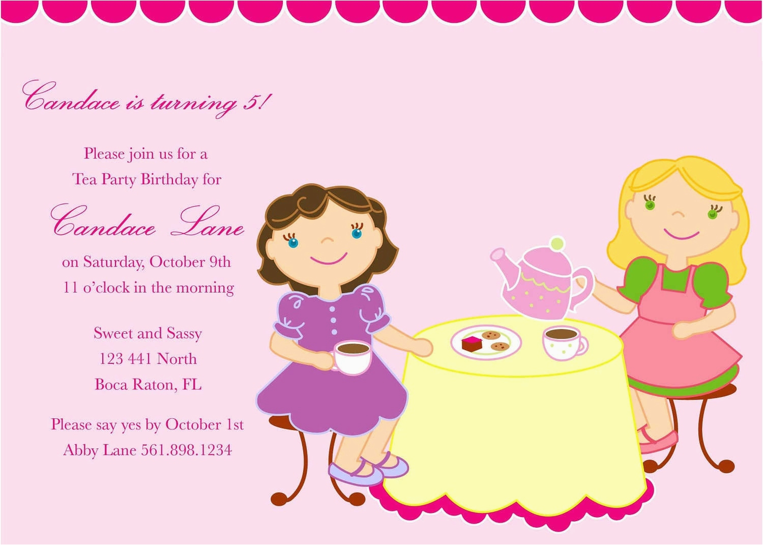 Sample Birthday Invitation Wording For Kids Kids Birthday Card Template 