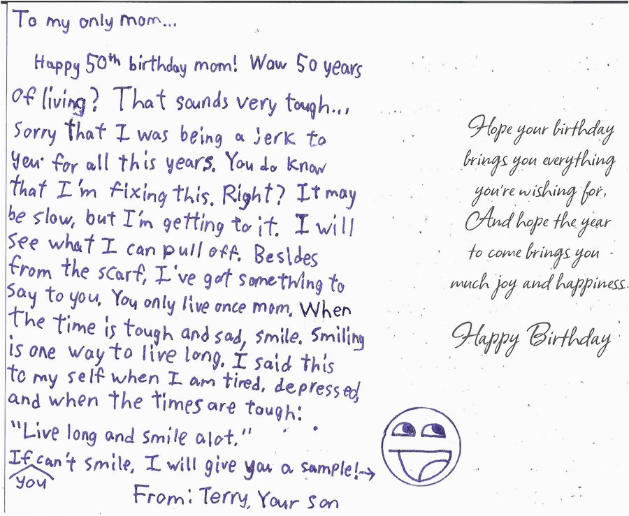 Things To Write In A 50th Birthday Card My Mom 39 S 50th Birthday Card 