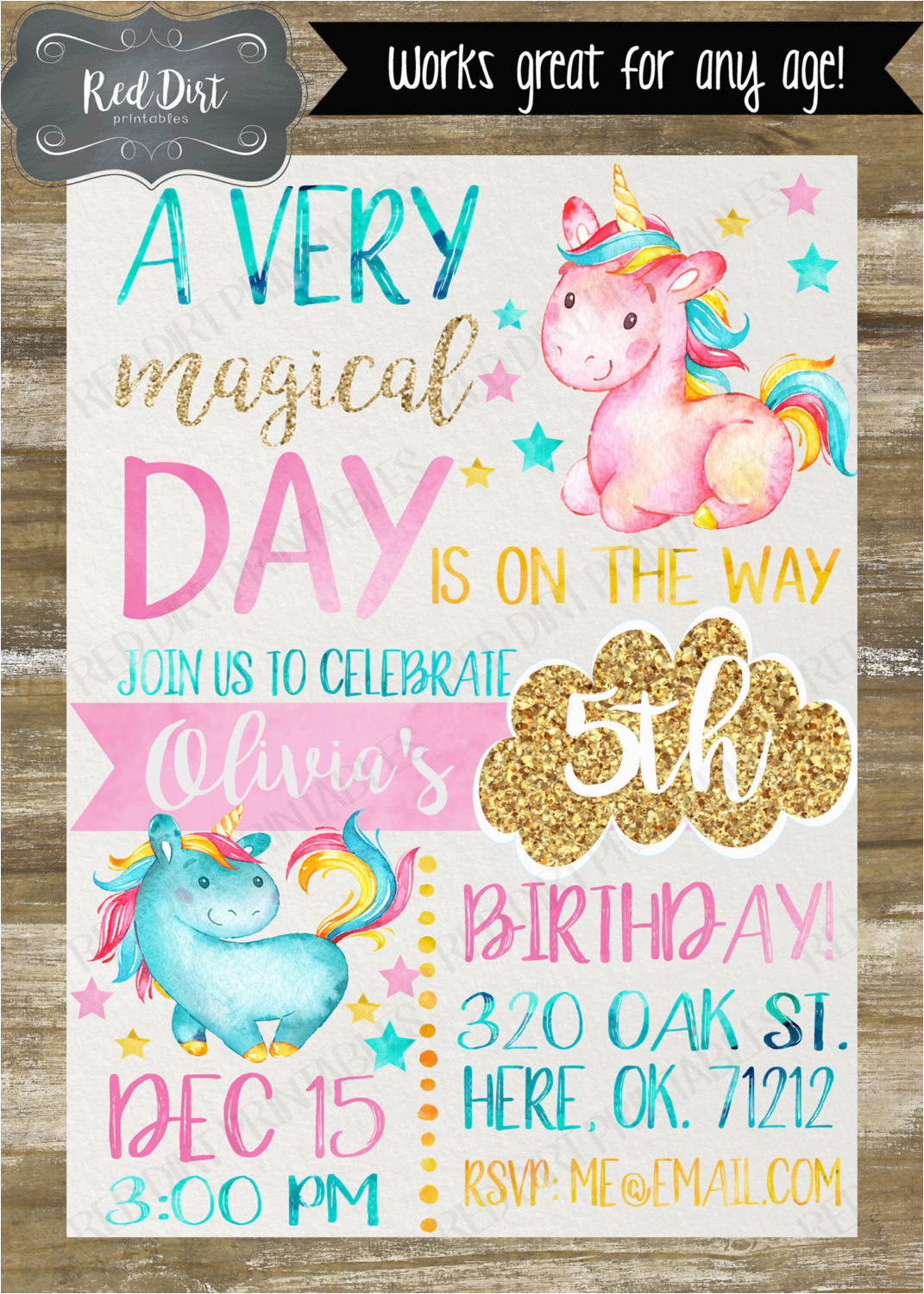 Unicorn Birthday Invitation Wording BirthdayBuzz